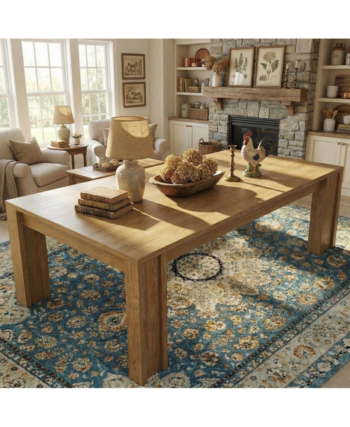 Click here for homfan 63 Inch Farmhouse Dining Table for 4 to 6... prices
