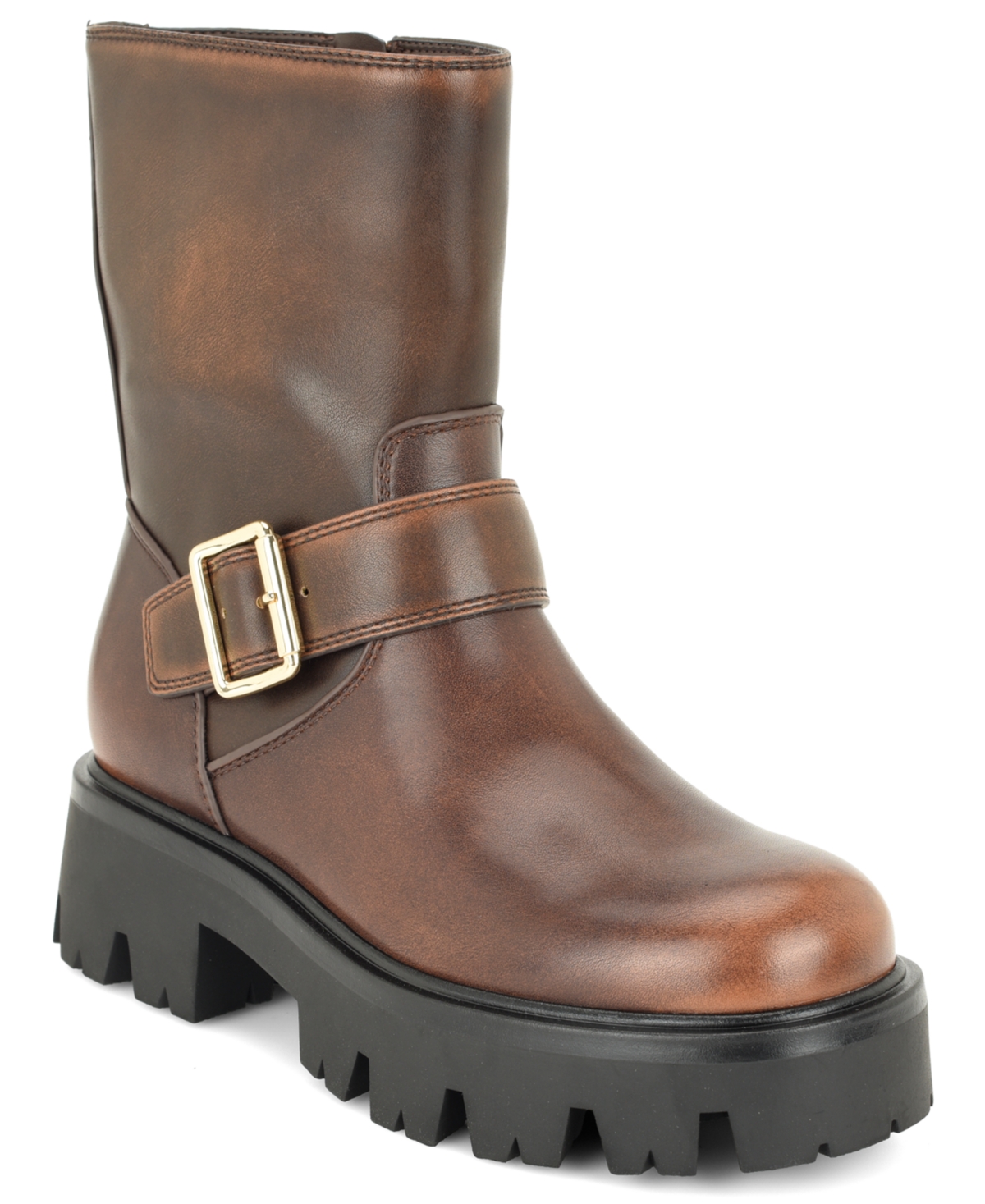 Click here for Nine West Womens Ryder Moto Lug Sole Boots - Brown prices