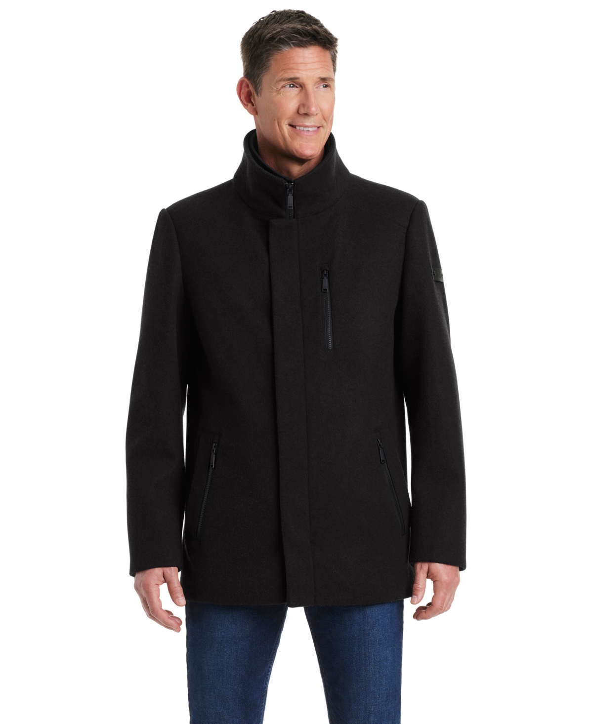 Click here for Vince Camuto Mens Funnel Neck Wool Blend Car Coat... prices