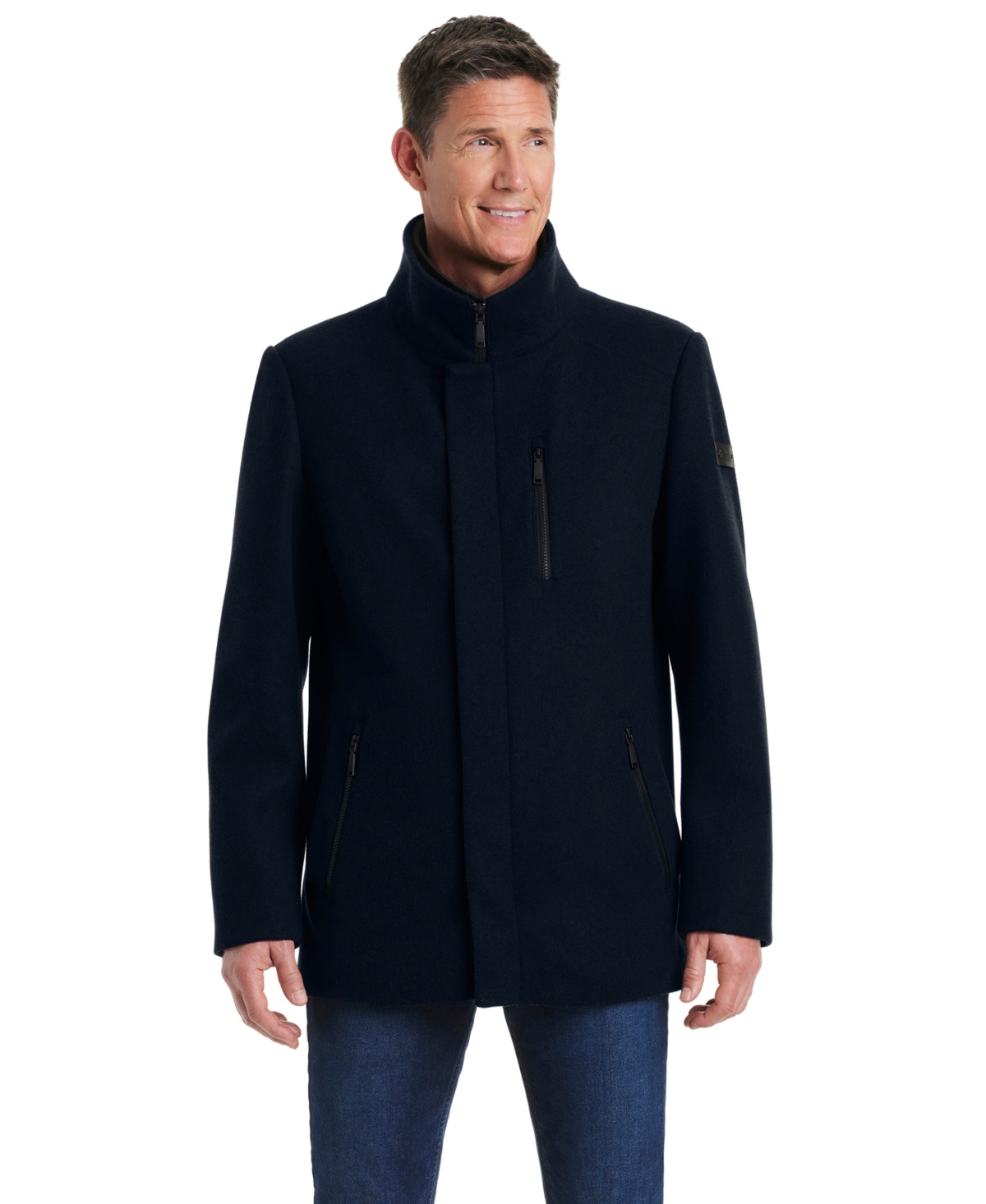 Click here for Vince Camuto Mens Funnel Neck Wool Blend Car Coat... prices