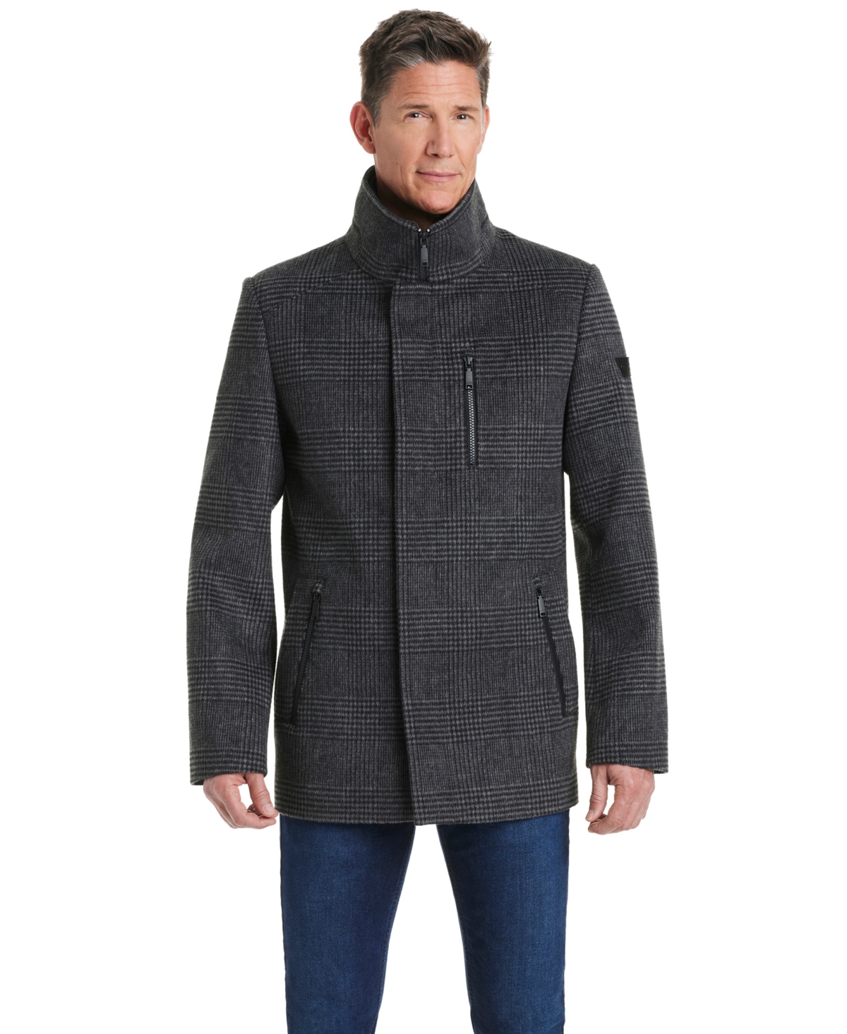 Click here for Vince Camuto Mens Funnel Neck Wool Blend Car Coat... prices