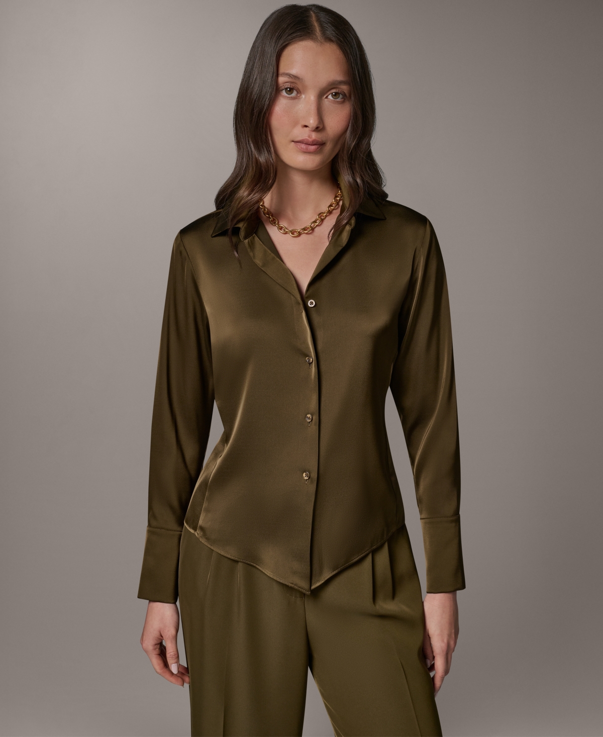 Click here for Donna Karan New York Petite Collared Button-Up Blo... prices