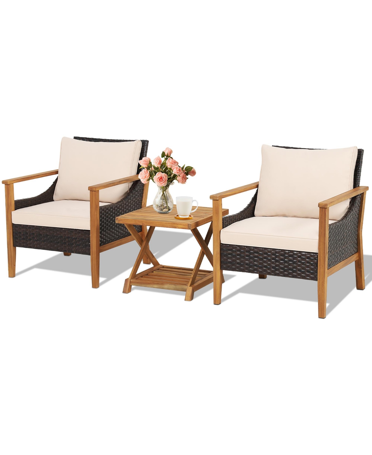 Click here for Costway 3Piece Patio Wicker Furniture Set Cushione... prices