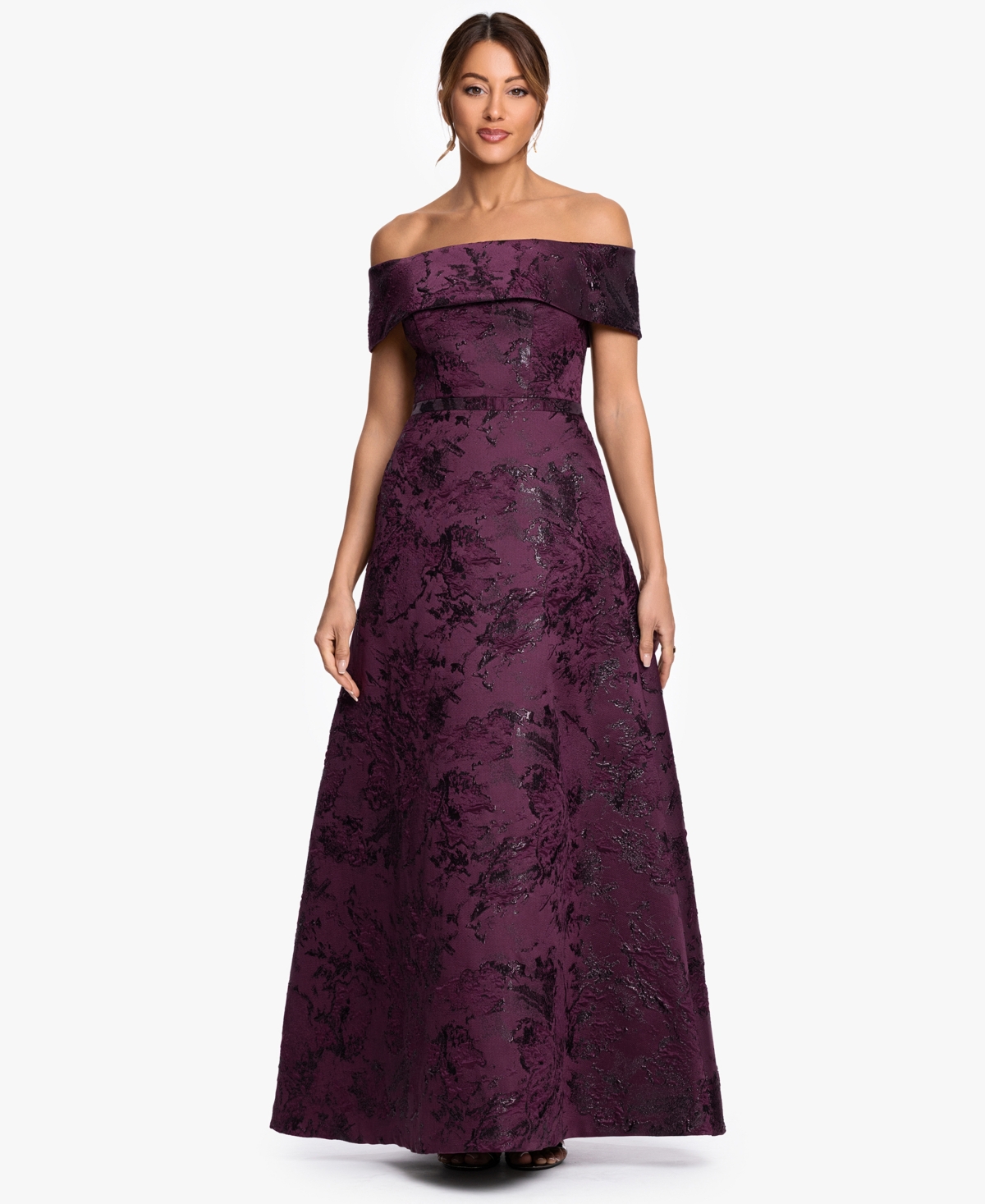 Click here for Xscape Womens Off-The-Shoulder Brocade Print Ball... prices