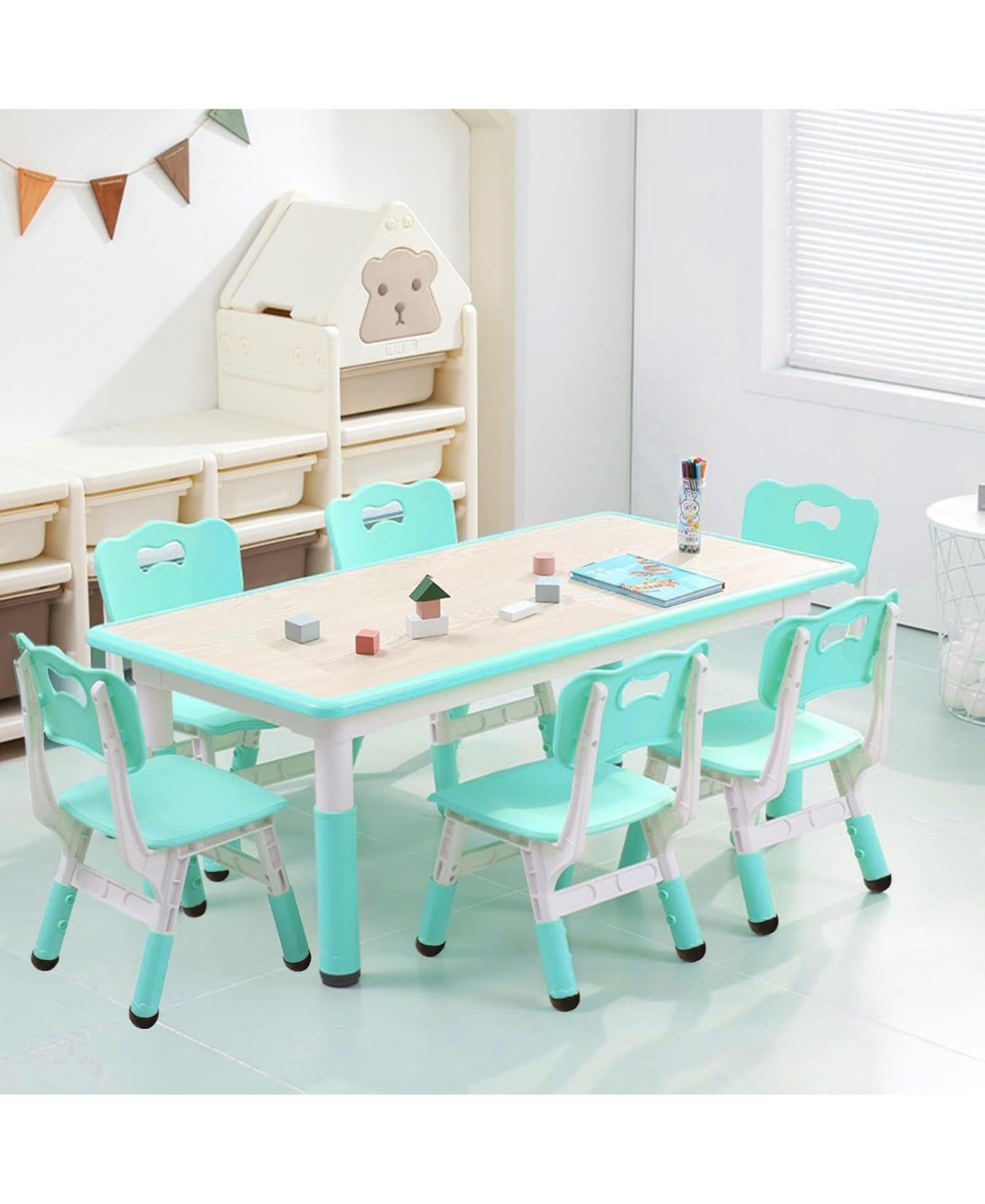 Click here for homfan 47 Inch Height Adjustable Kids Table and 6... prices