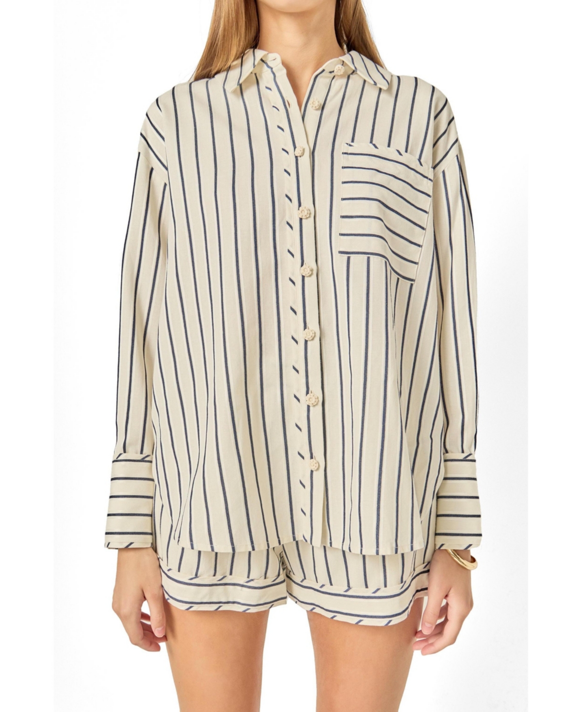Click here for English Factory Womens Striped Shirt - Navy stripe prices