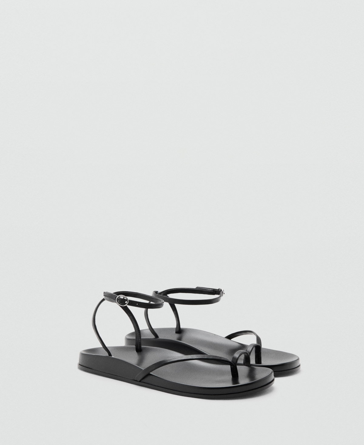 Click here for Mango Womens Leather Straps Sandals - Black prices