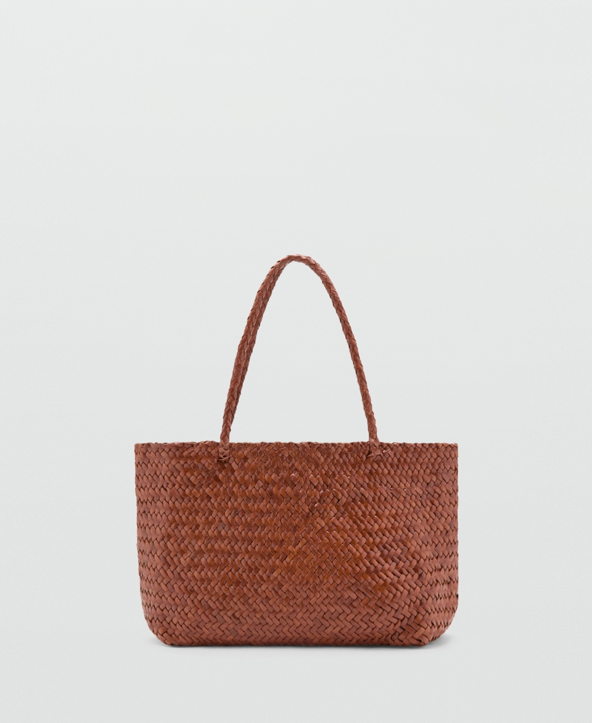 Click here for Mango Womens Woven Leather Shopper Bag - Leather prices