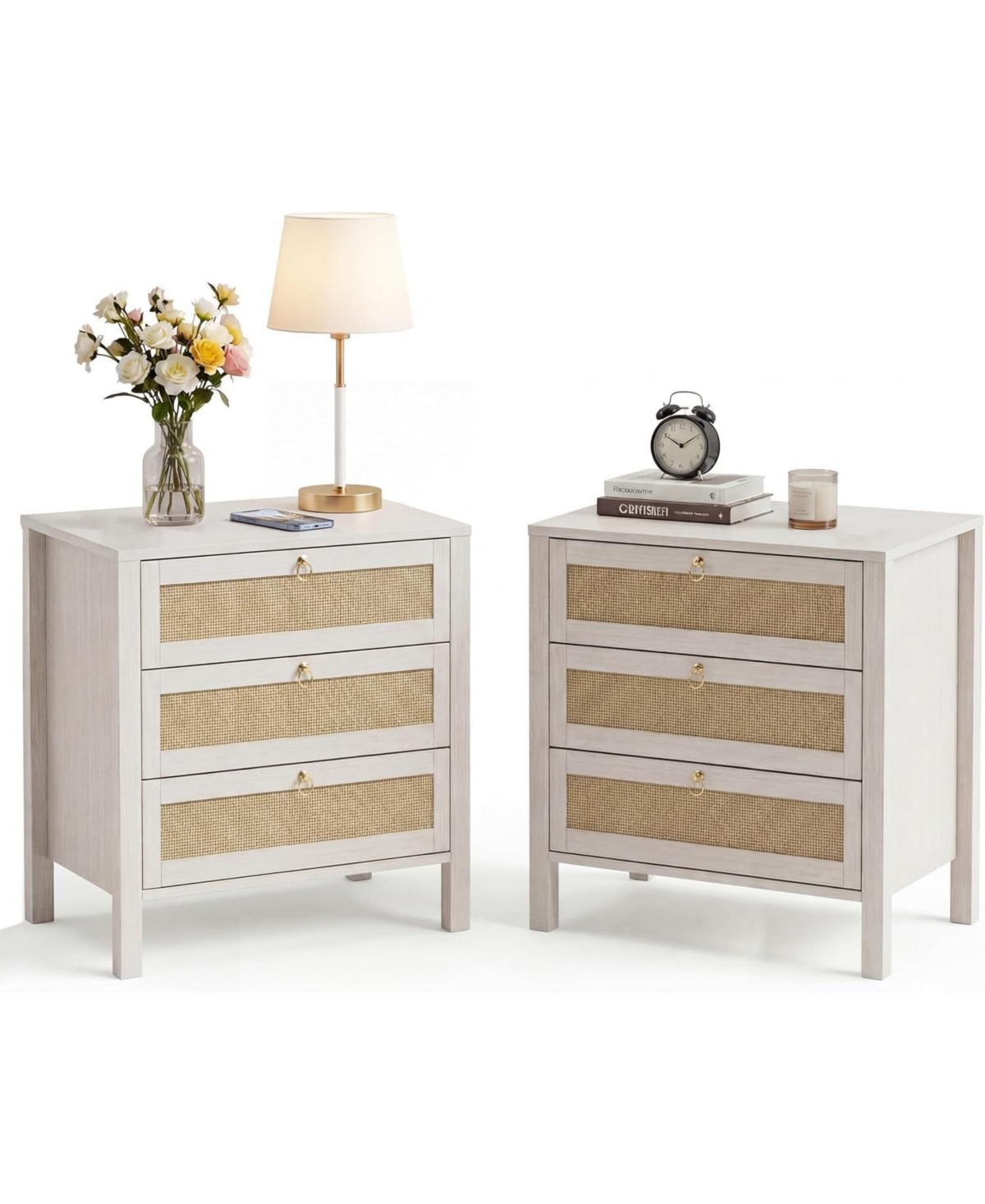 Click here for gaomon Nightstand Set of 2  Rattan Bedside Table w... prices