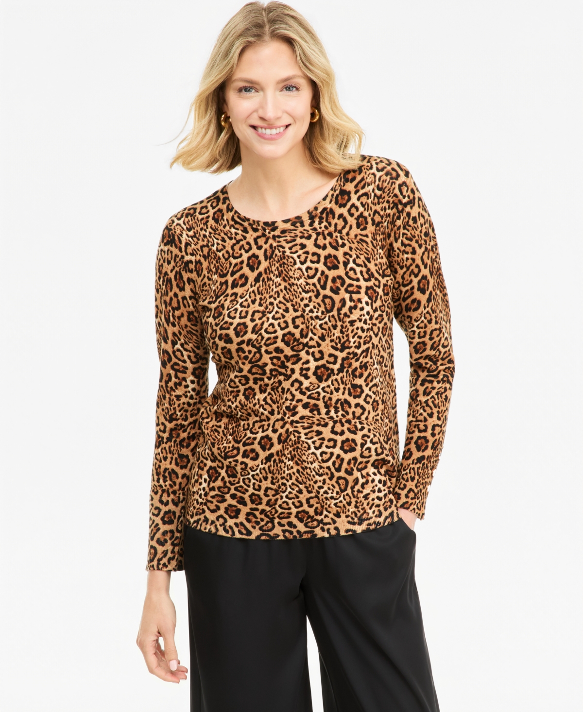 Click here for Jm Collection Womens Printed Crewneck Sweater  Mac... prices