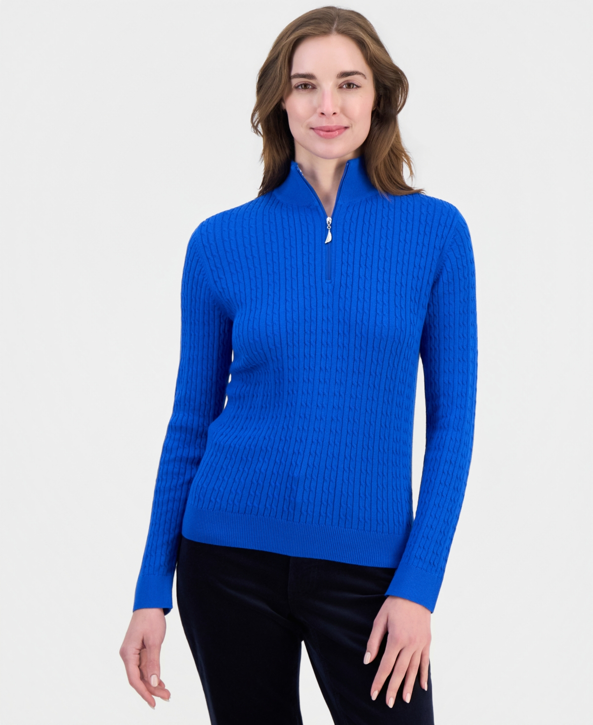 Click here for Nautica Womens Cable-Knit Half-Zip Sweater - Blue prices