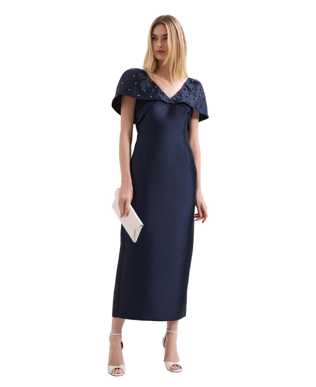 Click here for Phase Eight Womens Erina Satin Midi Dress - Navy prices