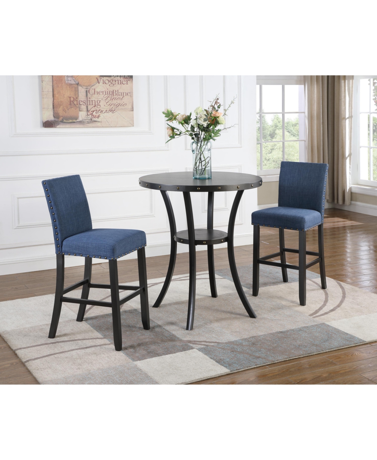 Click here for Flynama 3-Piece 36 Round Bar Table Set with 2 Fabr... prices