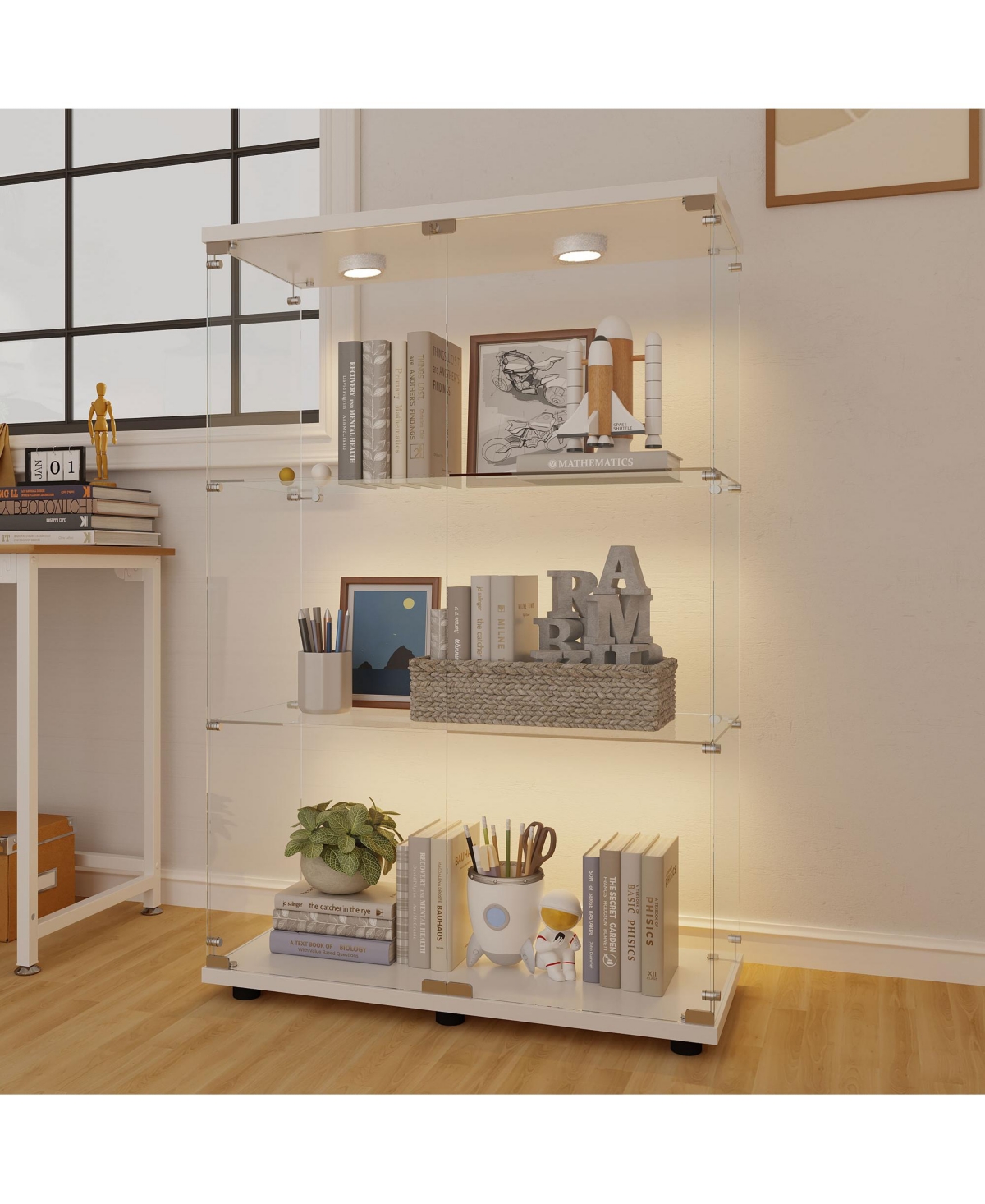 Click here for Flynama Tempered Glass Display Cabinet with Led Li... prices