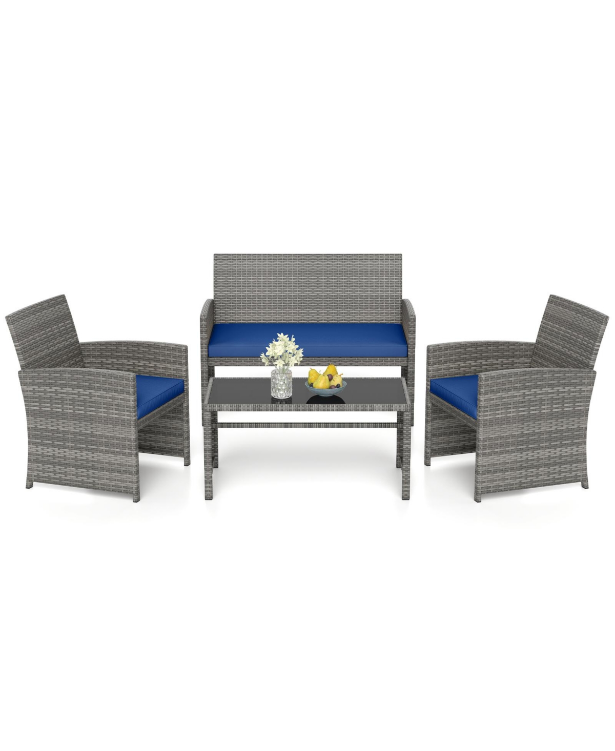 Click here for Sugift 4 Piece Patio Conversation Set Rattan Chair... prices