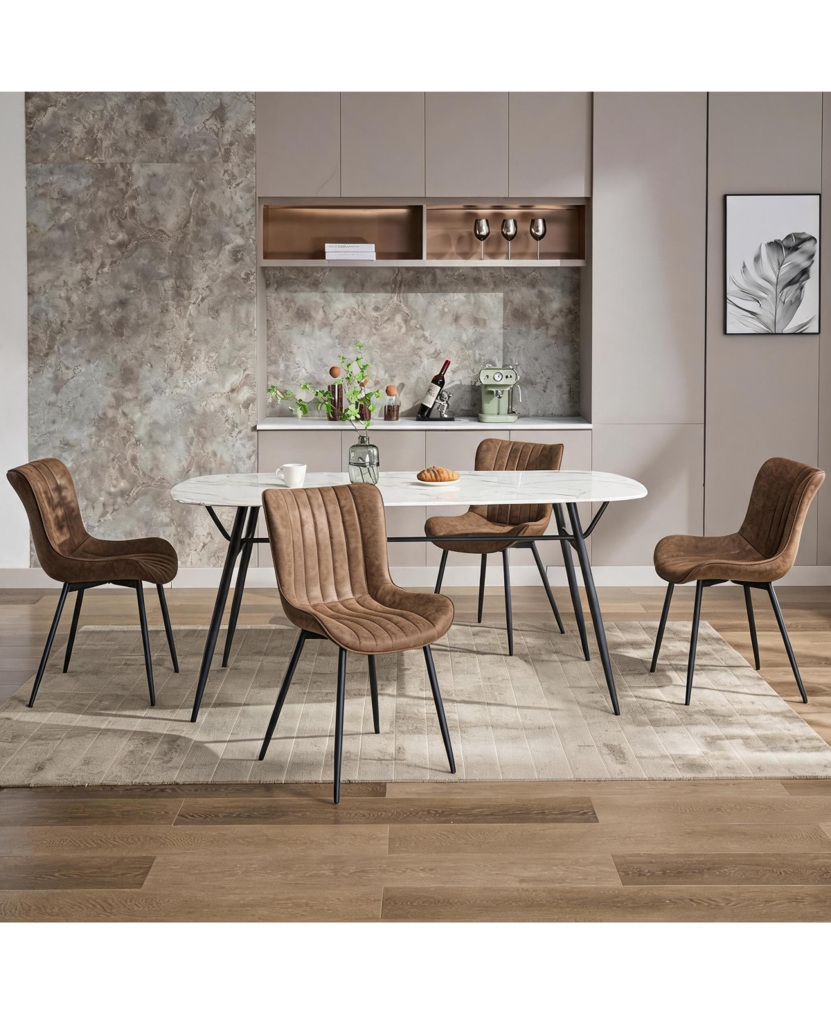 Click here for homfan Set of 4 Modern Dining Chairs  High Back  F... prices