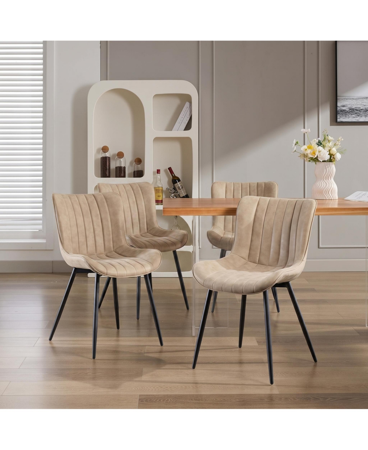 Click here for homfan Set of 4 Modern Dining Chairs  High Back  F... prices