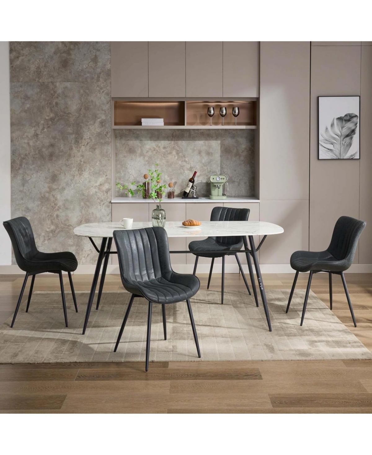 Click here for homfan Set of 4 Modern Dining Chairs  High Back  F... prices