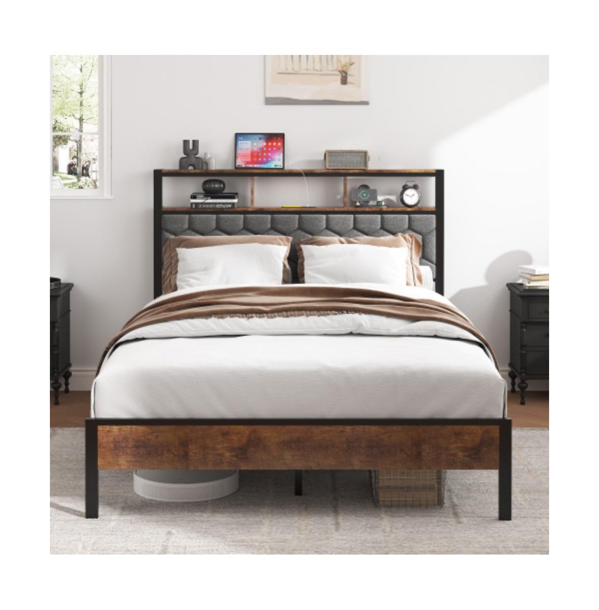 Click here for Lucky One Full Size Wooden Platform Bed Frame with... prices