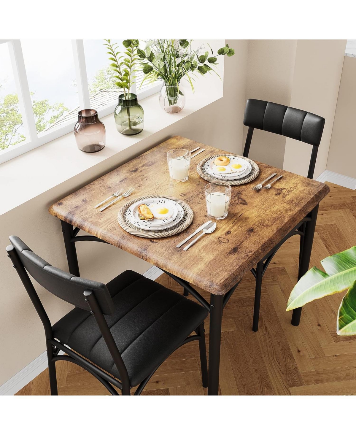 Click here for homfan Compact 3 Piece Dining Table Set for 2 Squa... prices