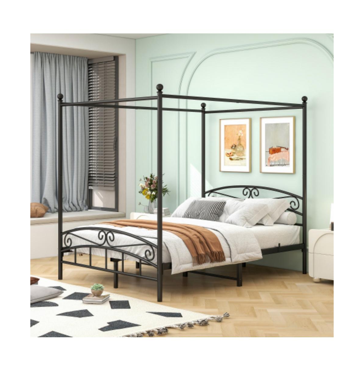Click here for Lucky One Queen Size Metal Canopy Bed Frame with H... prices