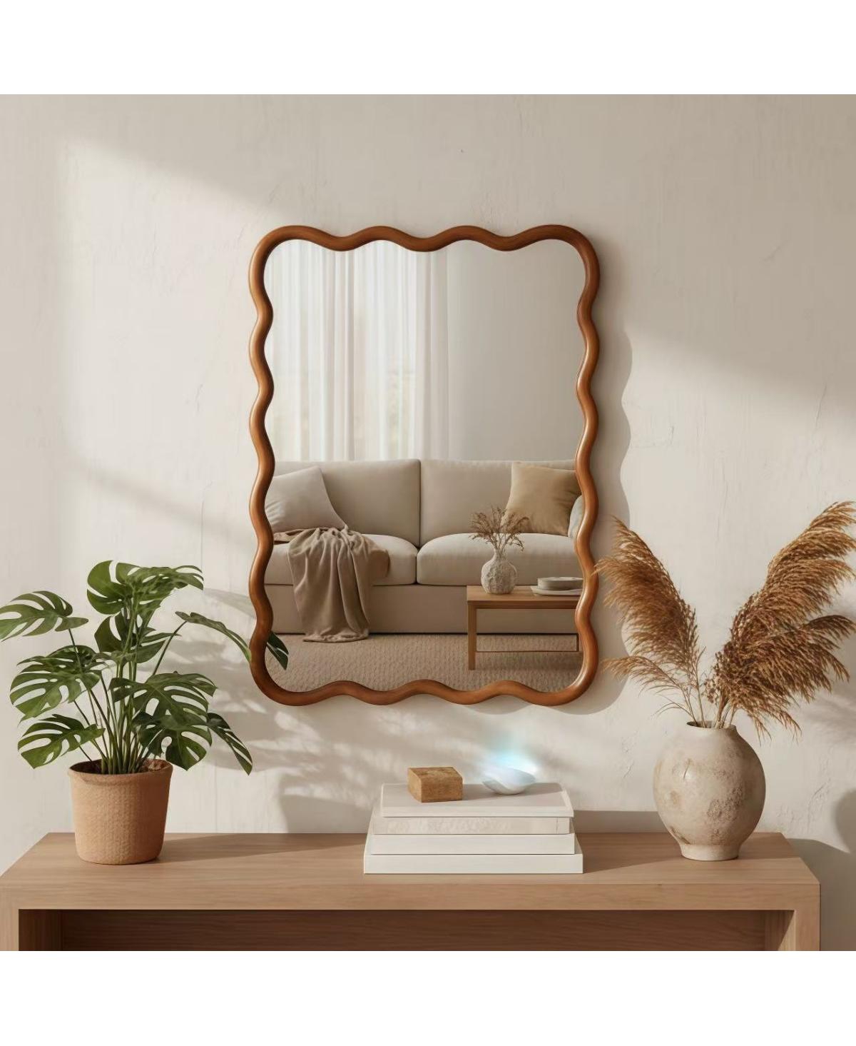 Click here for Laoties 30 x 40 Wavy Wall Mirror  Solid Wood Bathr... prices