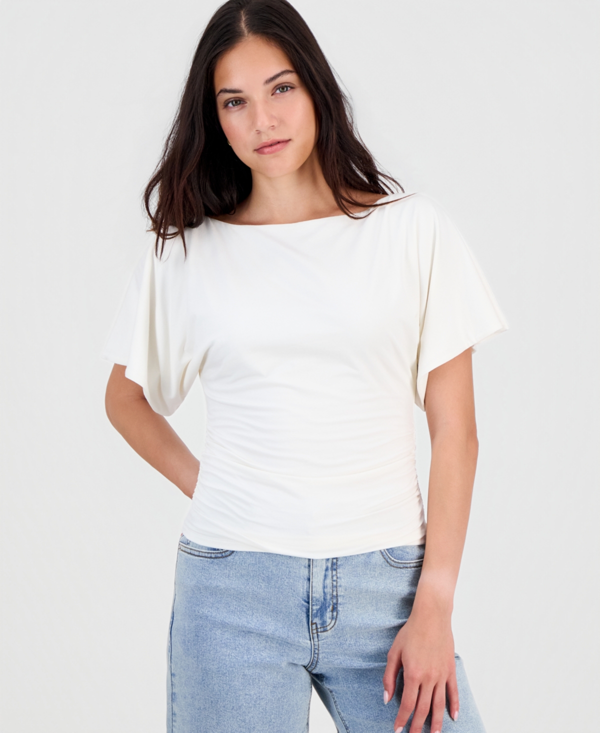 Click here for Bar Iii Womens Boat-Neck Flutter-Sleeve Top  Macys... prices