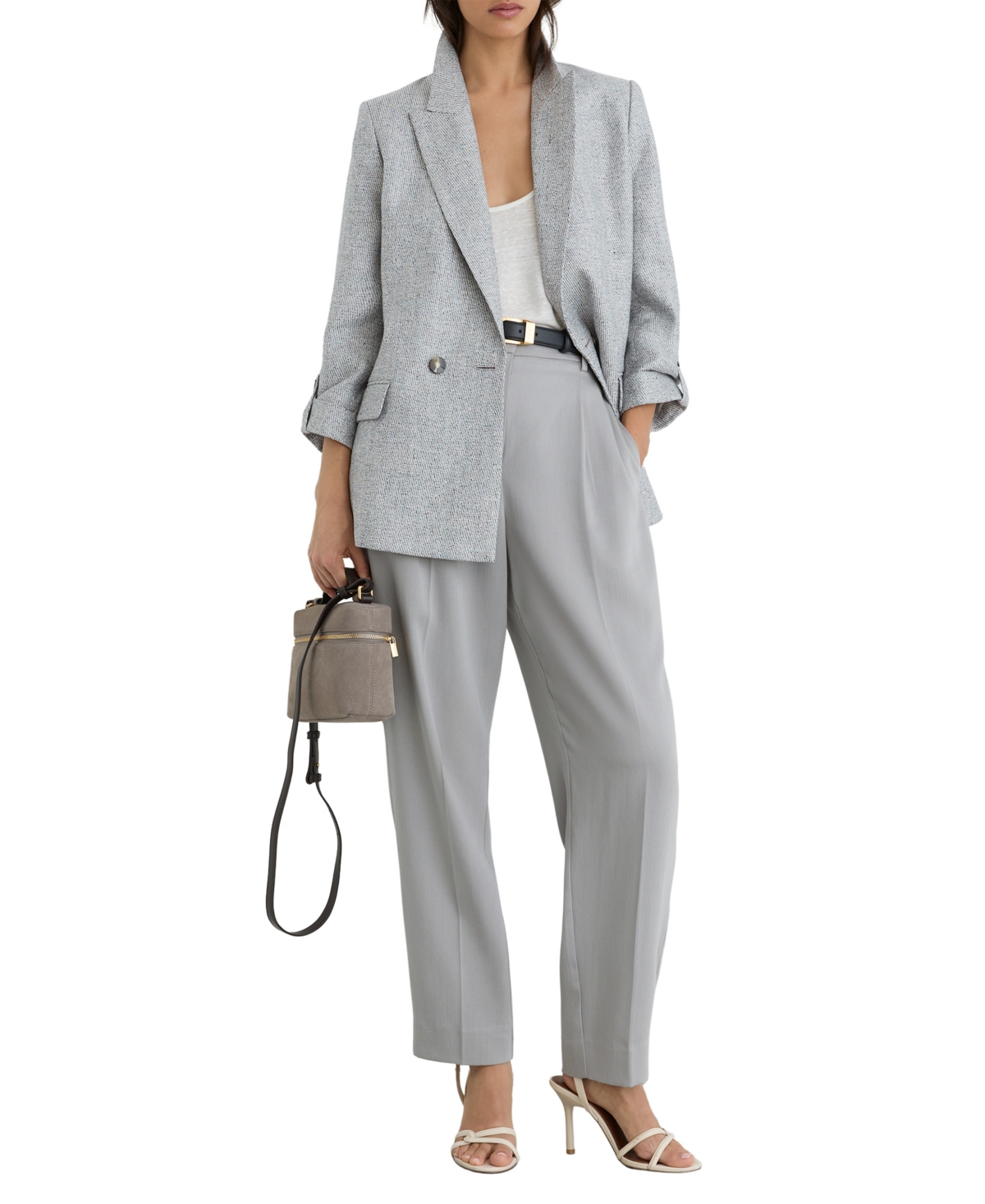 Click here for Reiss Womens Meryl Db Textured Jacket - Pale Blue prices