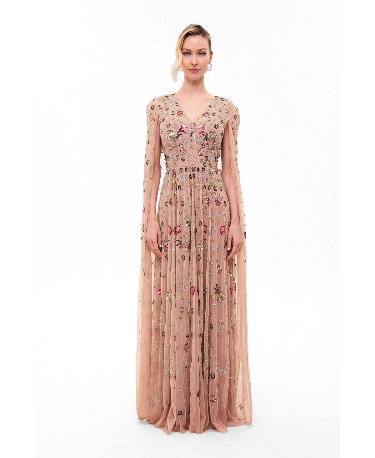 Click here for Beauut Womens Cape Sleeves Embellished Sequin Maxi... prices