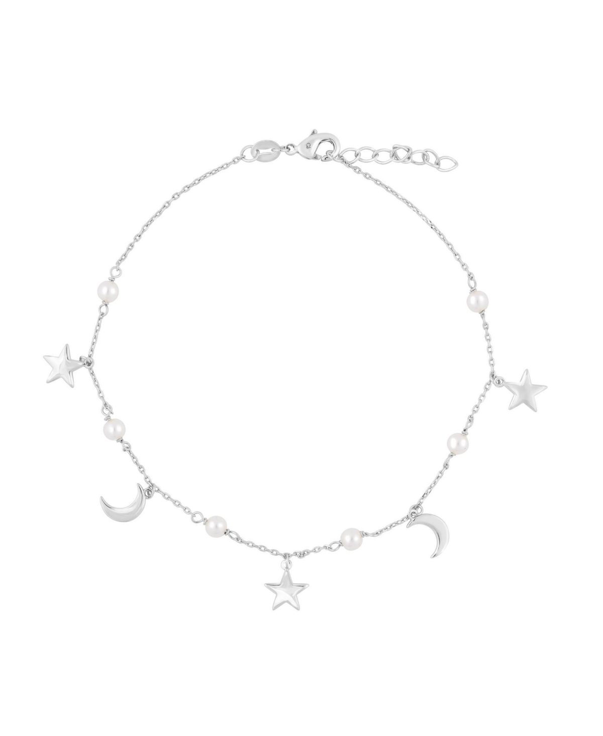 Click here for Simona Polished Star and Moon Charm Pearl Anklet -... prices