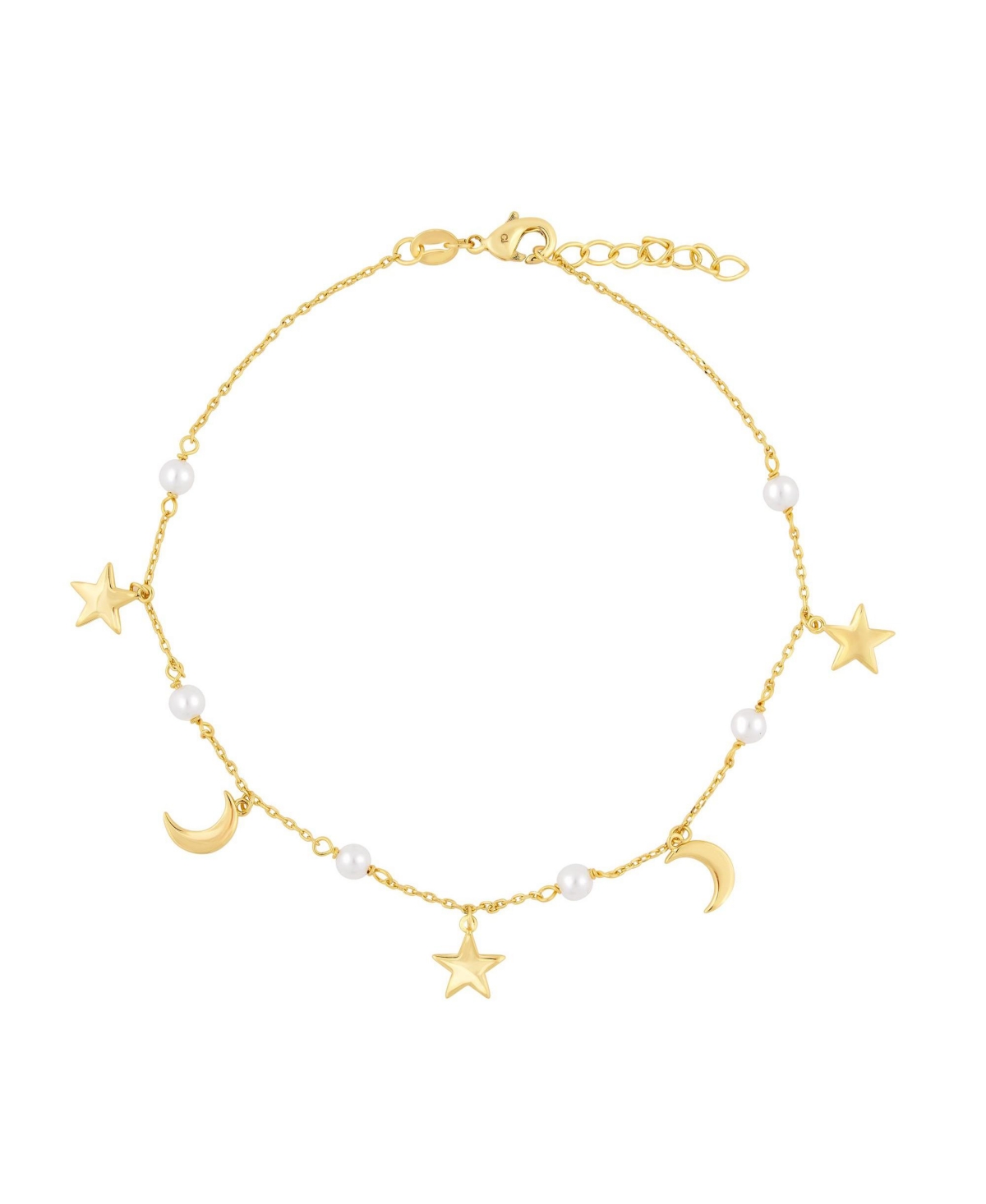 Click here for Simona Polished Star and Moon Charm Pearl Anklet -... prices