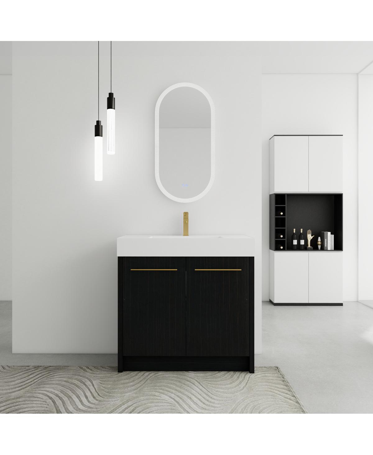 Click here for Sillysis Modern Chestnut Bathroom Vanity with Resi... prices