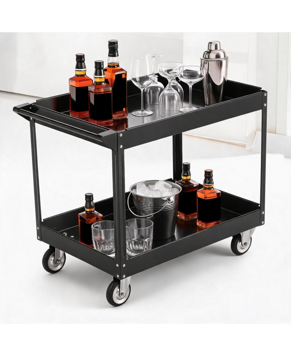 Click here for homfan 2 Tier Bar Cart  40 Inch Heavy Duty Utility... prices