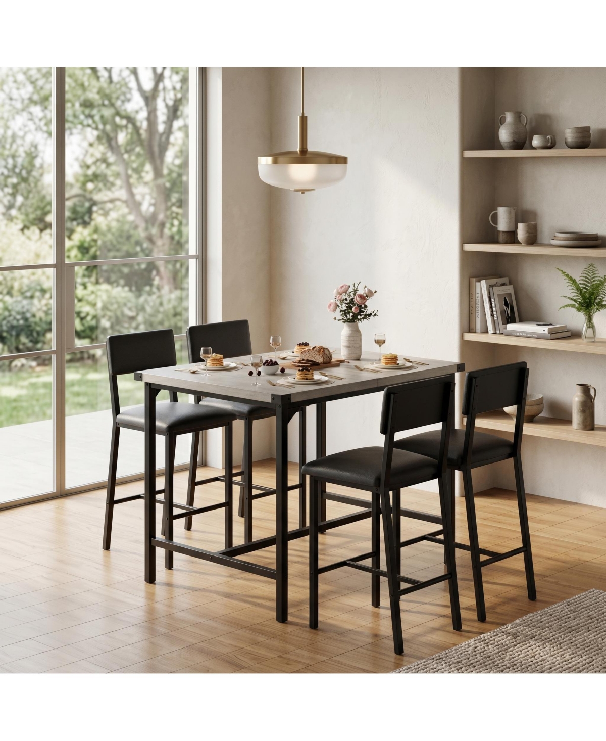 Click here for homfan Piece Bar Height Dining Table Set with 4 St... prices