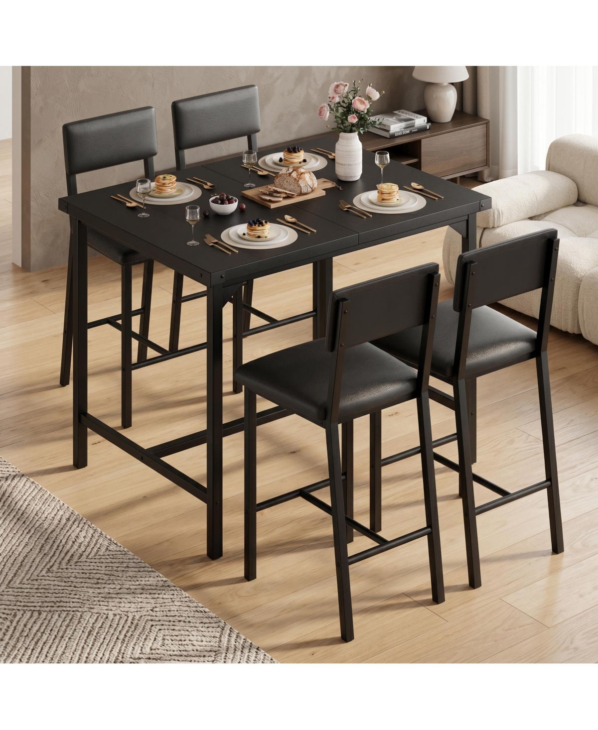 Click here for homfan Piece Bar Height Dining Table Set with 4 St... prices