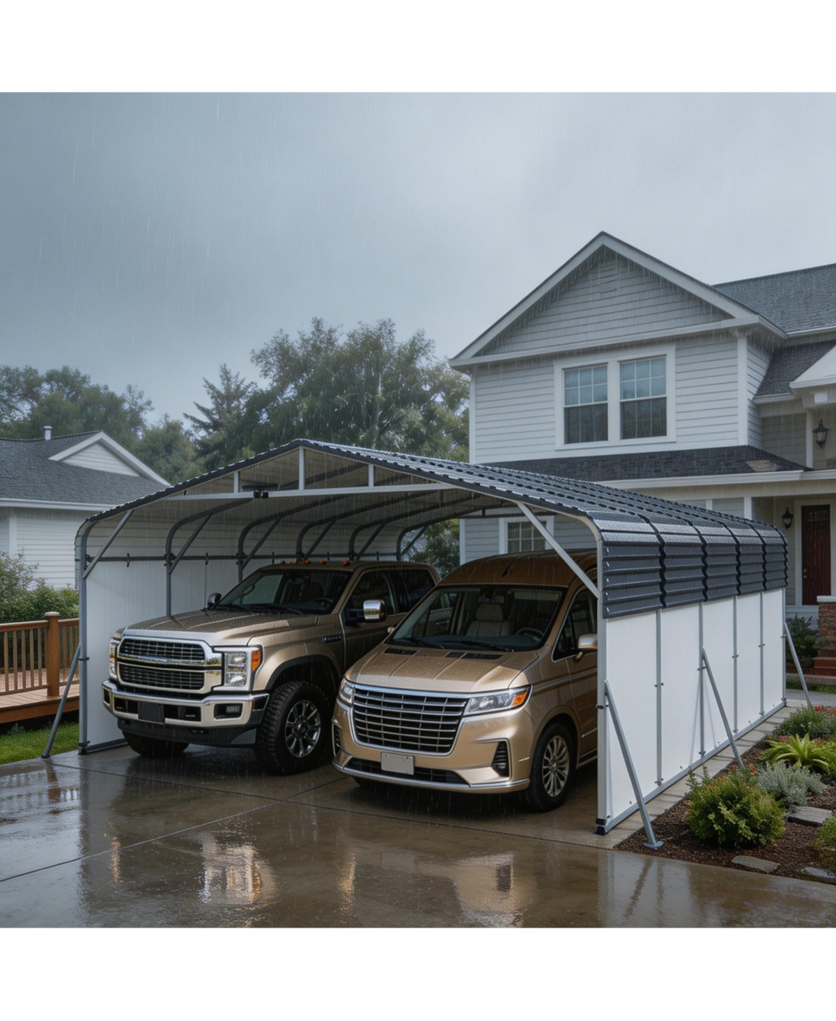 Click here for homfan Hardtop Steel Carport with Solar Light  Hea... prices