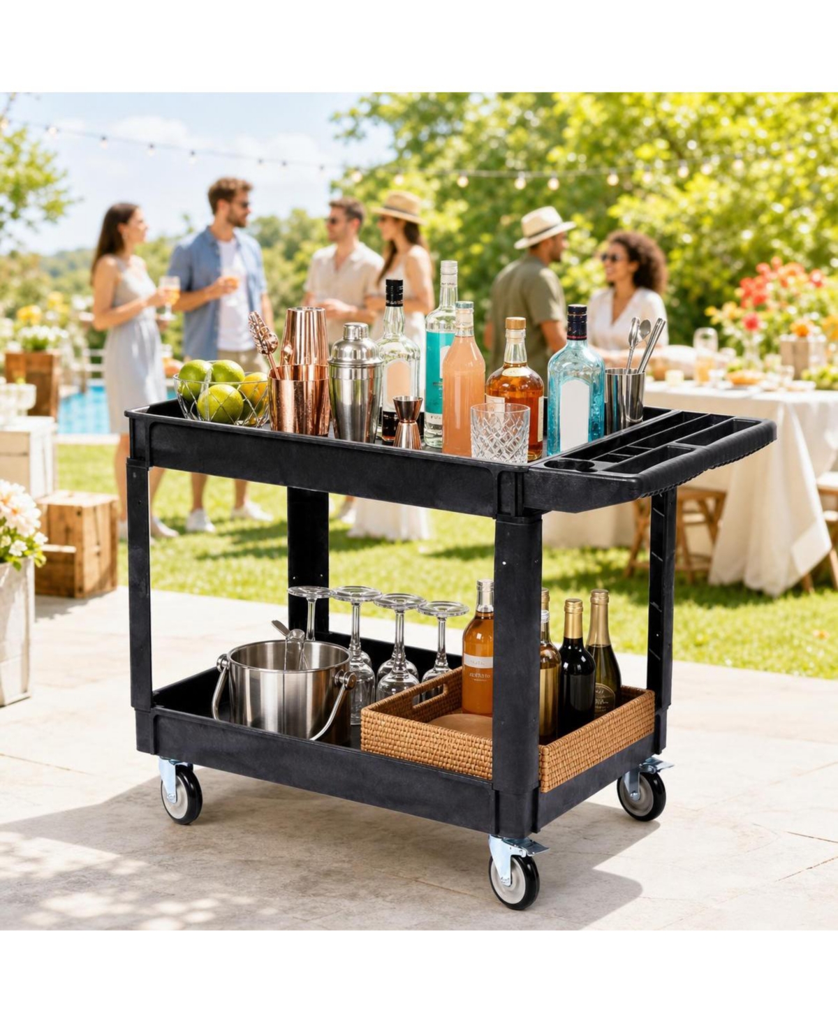 Click here for homfan Rolling Bar Cart  Heavy Duty Utility Cart w... prices