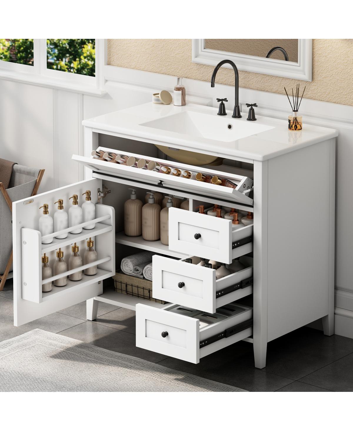 Click here for Sillysis 36 Inch Modern Bathroom Vanity with Ceram... prices