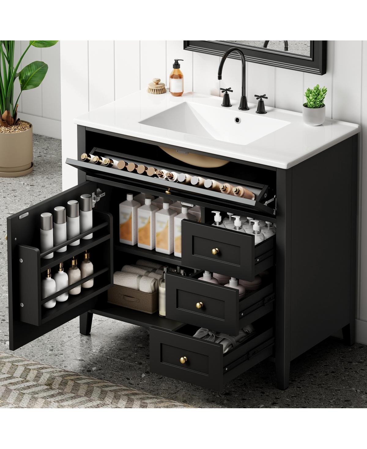 Click here for Sillysis 36 Inch Modern Bathroom Vanity with Ceram... prices
