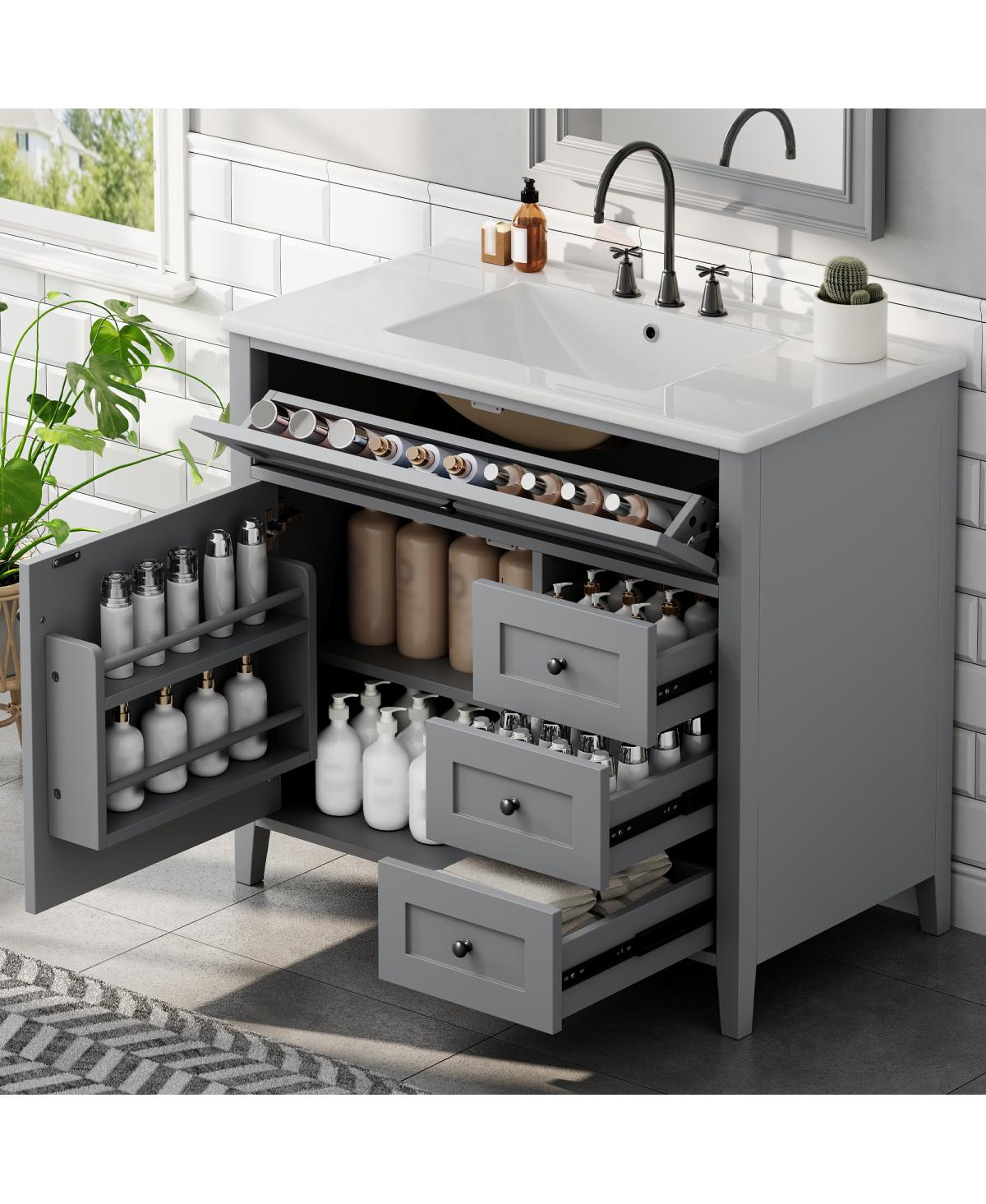 Click here for Sillysis 36 Inch Modern Bathroom Vanity with Ceram... prices