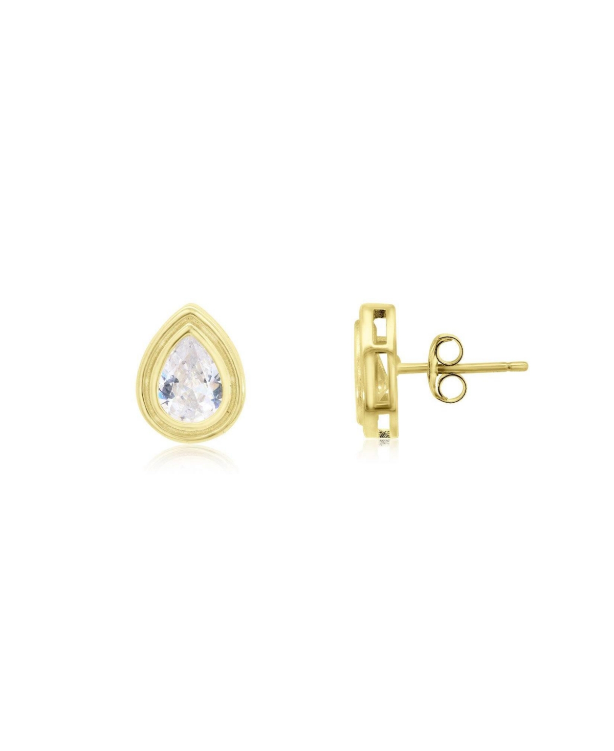 Click here for The Lovery Cz Pear Double Bezel Stud Earrings - Cu... prices