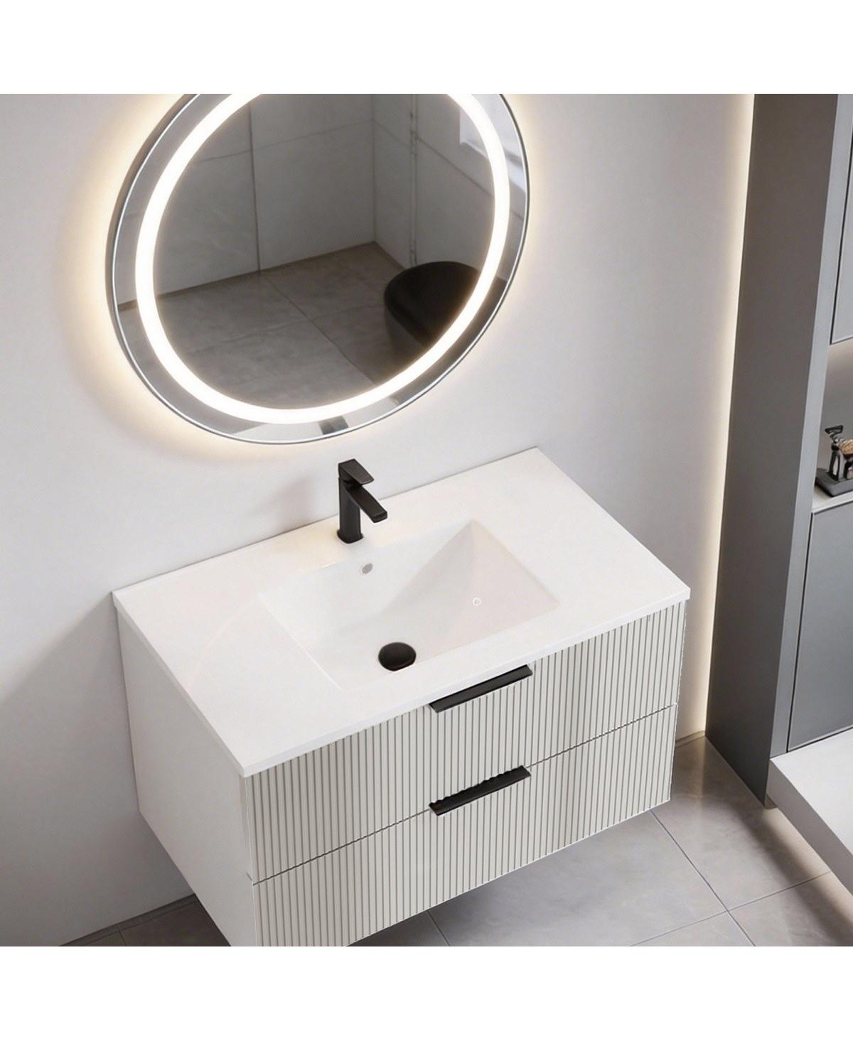 Click here for Sillysis Wall Mounted Bathroom Vanity with Ribbed... prices