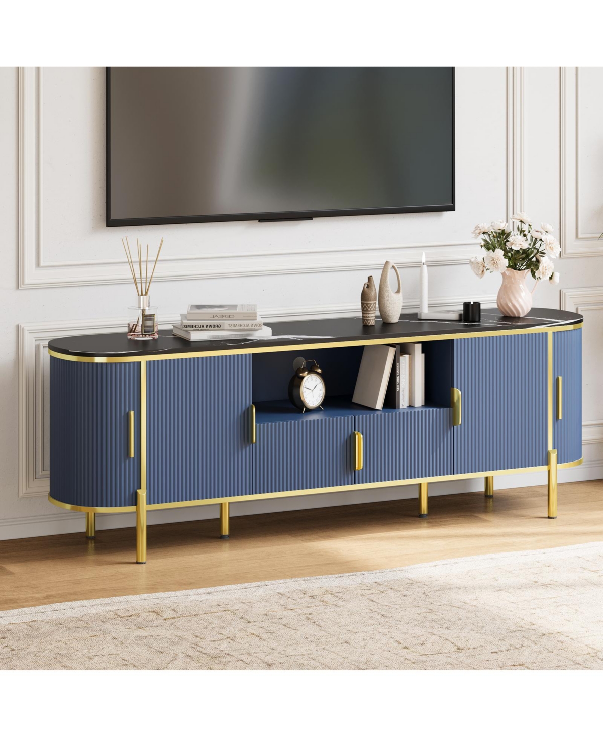 Click here for homfan Modern Luxury 70 Four-Door Tv Stand  Wave D... prices