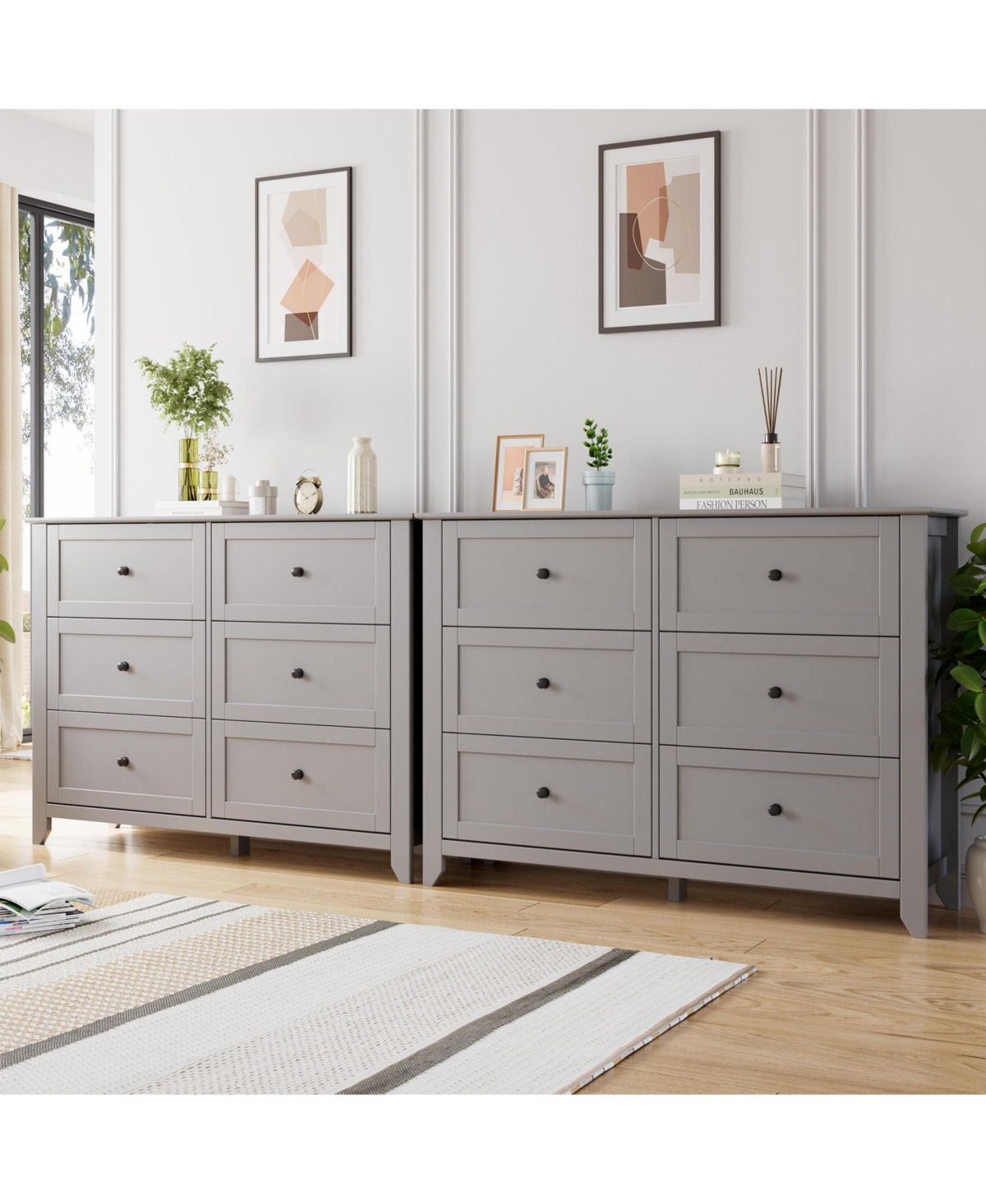 Click here for homfan 2 Set of 6 Drawers Dresser for Bedroom  54... prices