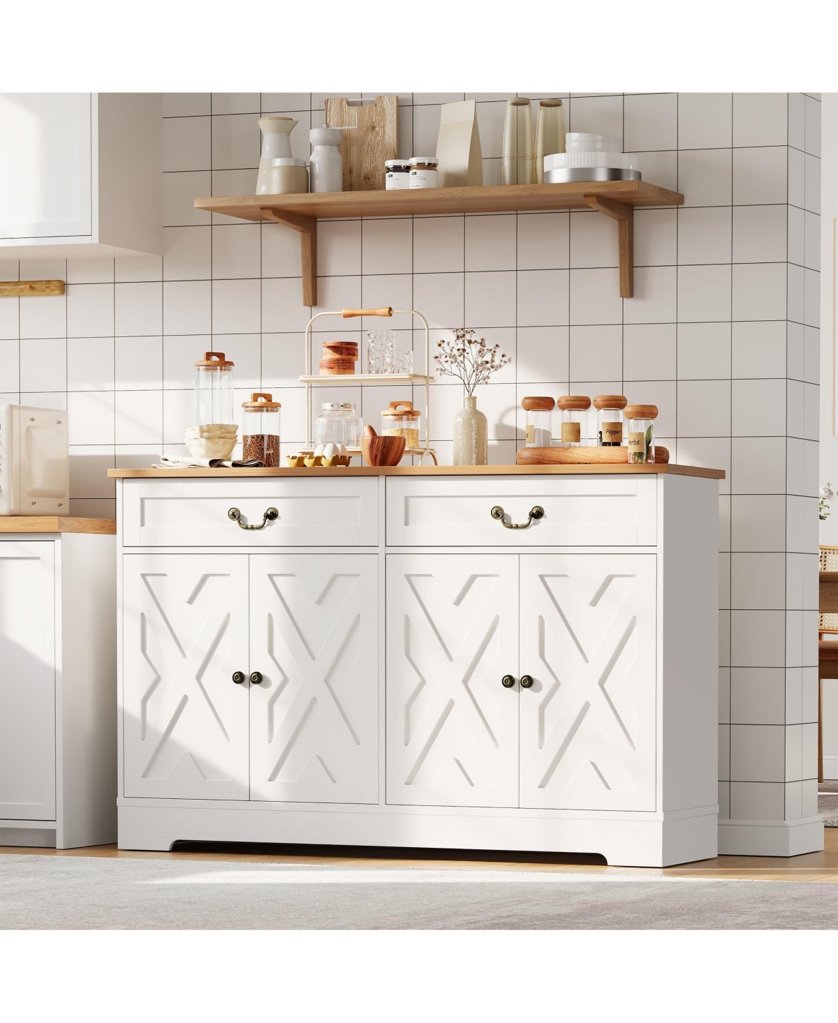 Click here for homfan Farmhouse Sideboard Buffet with 2 Doors and... prices