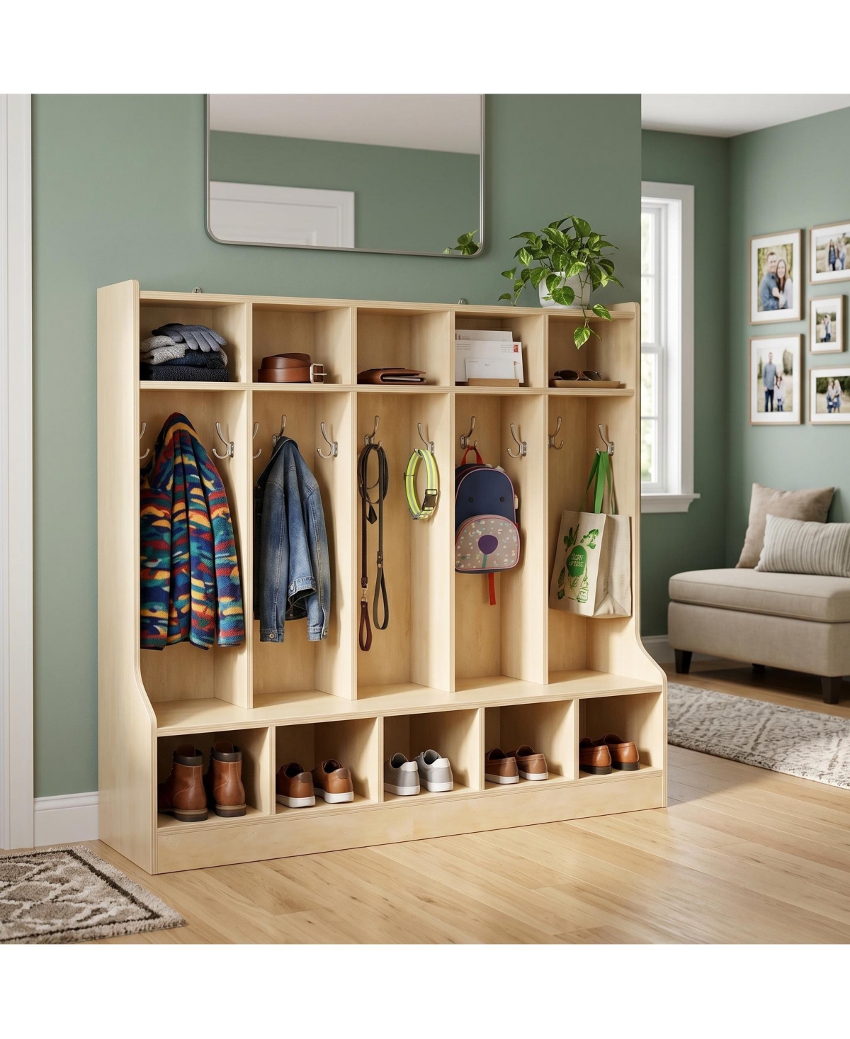 Click here for homfan Kids Coat Locker with Bench  10 Cubbies  10... prices