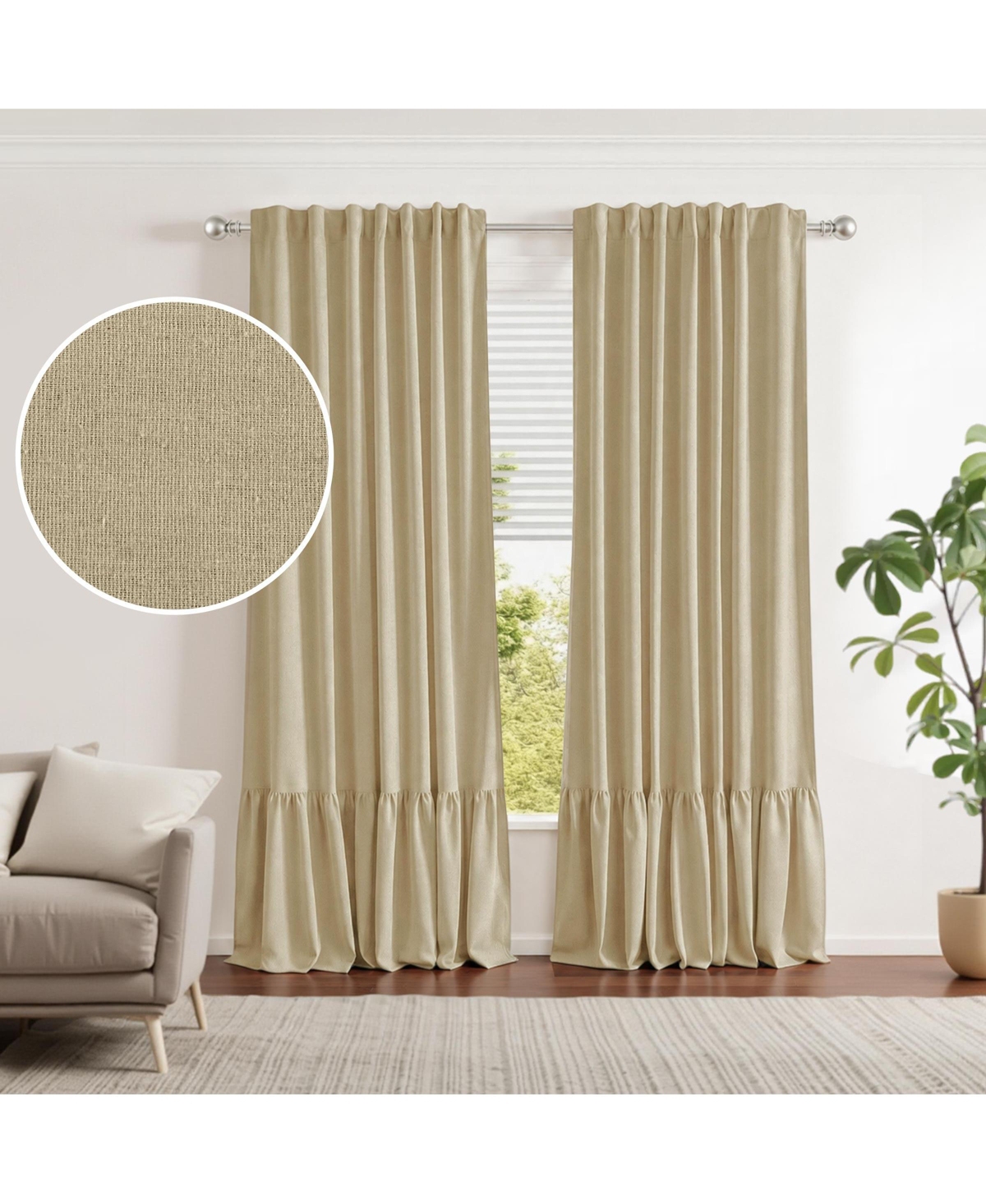 Click here for Awesome Home 100 Blackout Cotton Blend Ruffle Curt... prices