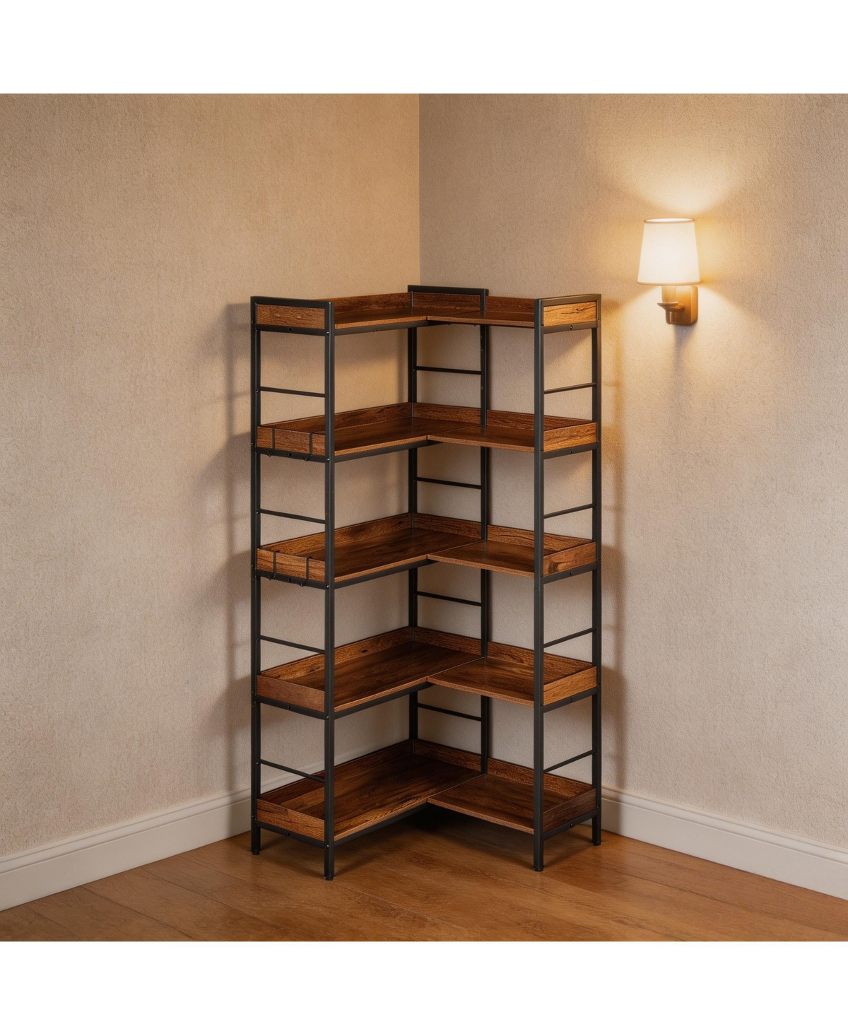 Click here for homfan 5-Tier 2-in-1 L-Shaped Bookshelf  Heavy-Dut... prices