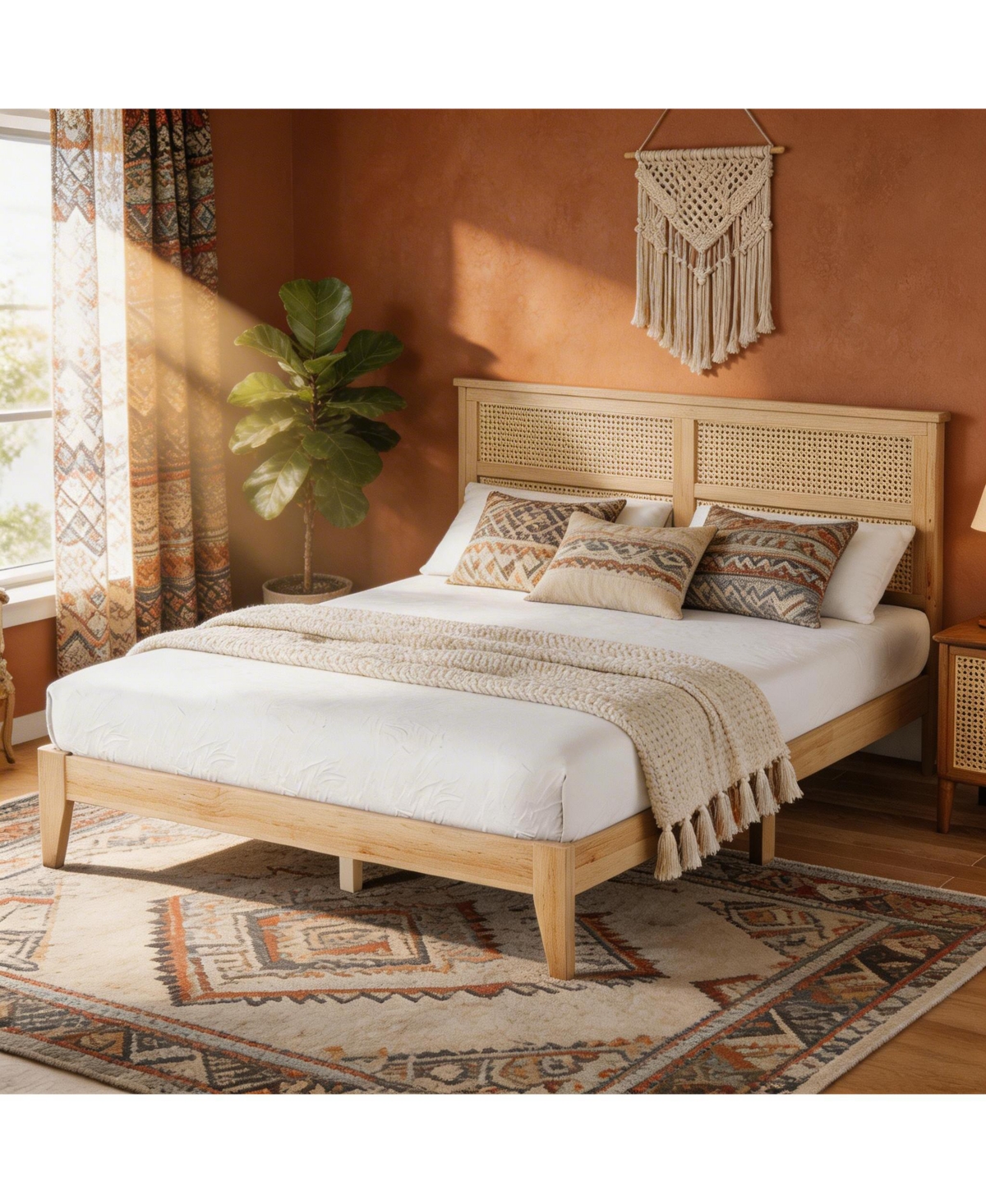 Click here for Sailvan Queen Rubber Wood Platform Bed Frame with... prices