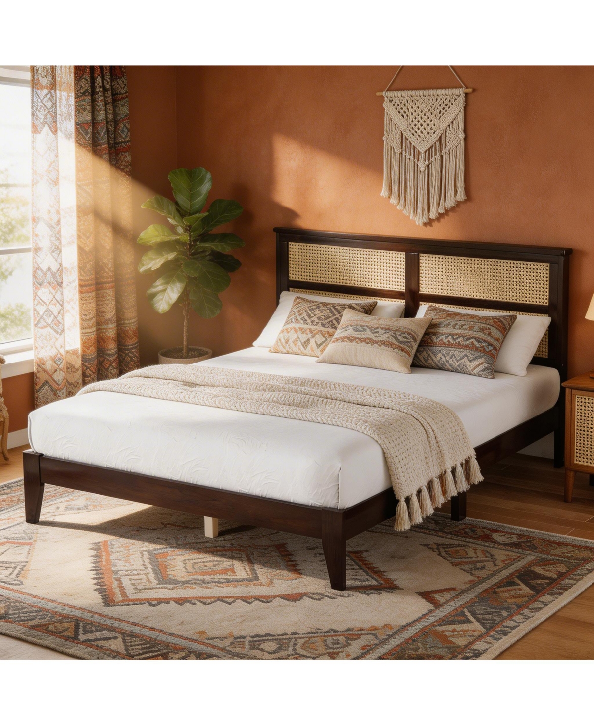 Click here for Sailvan Queen Rubber Wood Platform Bed Frame with... prices